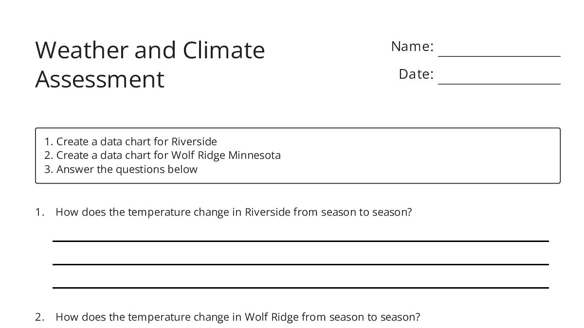 Weather and Climate Assessment - My Worksheet Maker: Create Your Own ...