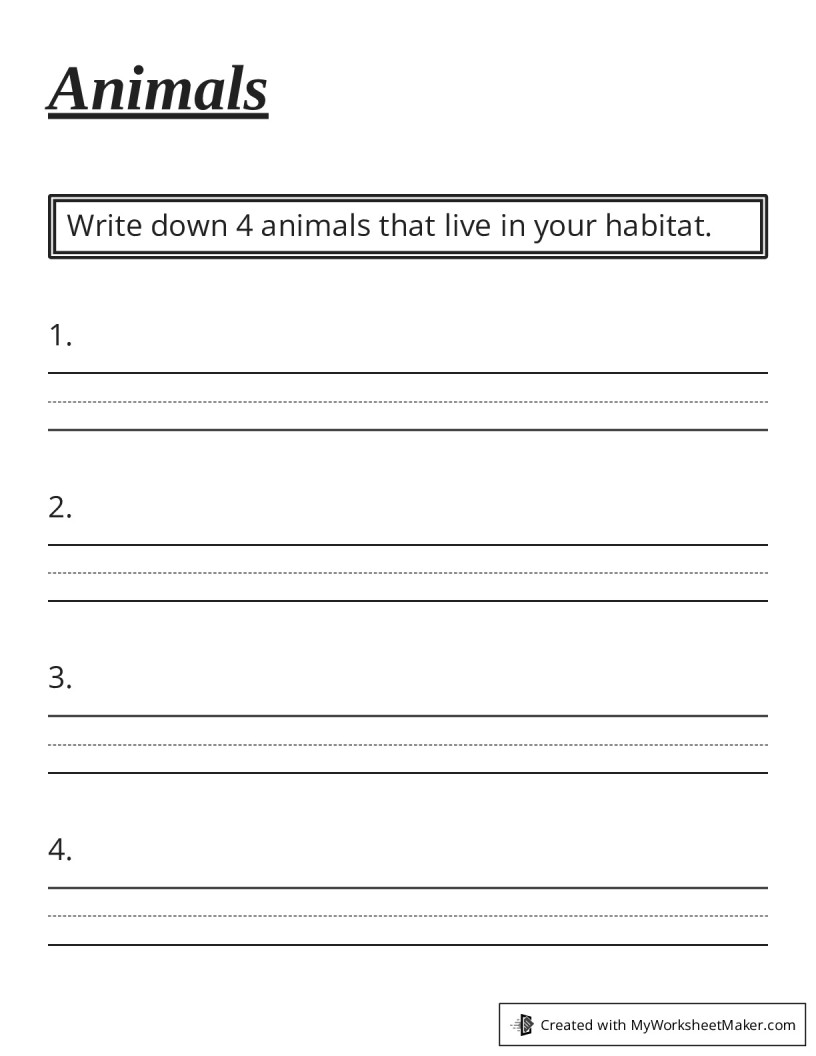 Animals - My Worksheet Maker: Create Your Own Worksheets