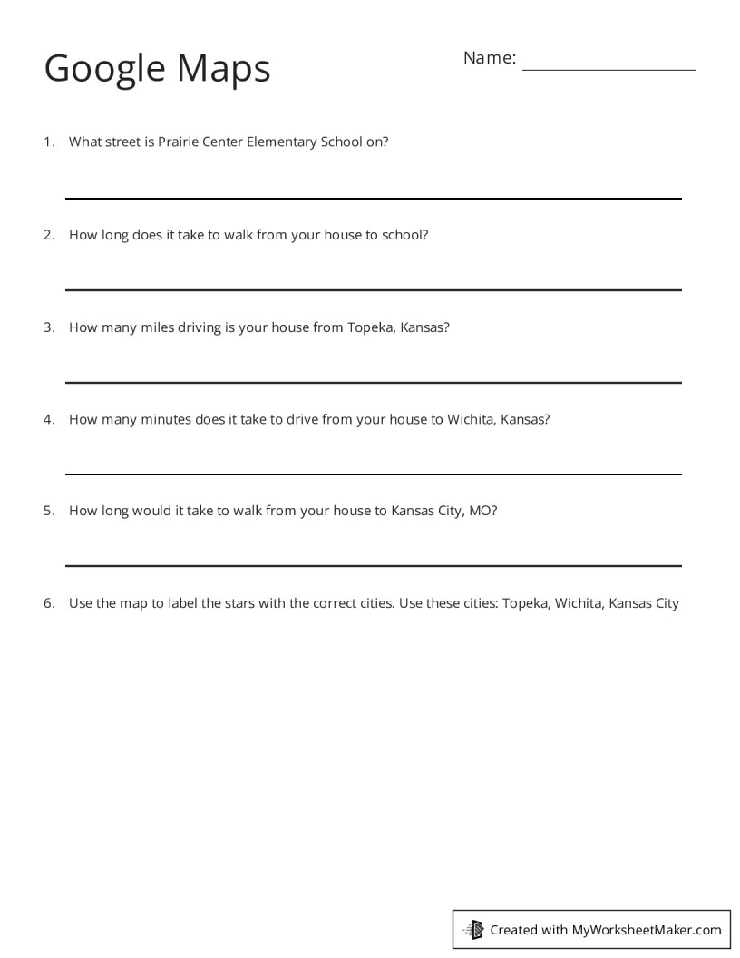 Google Maps - My Worksheet Maker: Create Your Own Worksheets