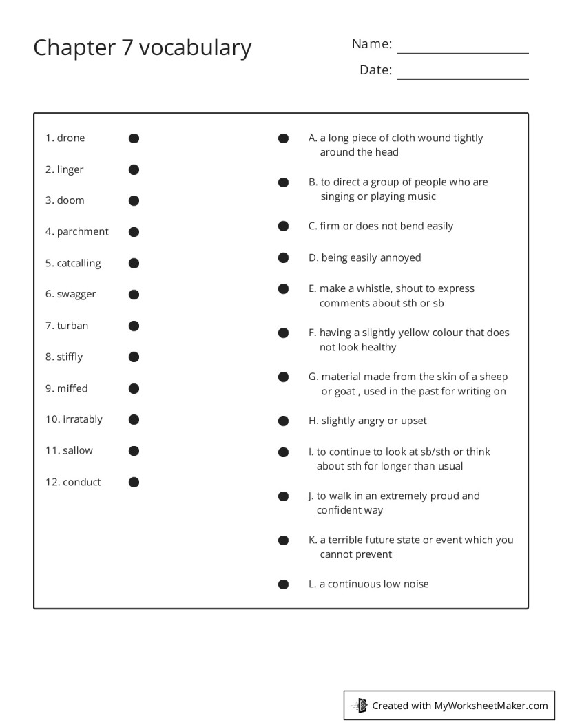 Chapter 7 vocabulary - My Worksheet Maker: Create Your Own Worksheets