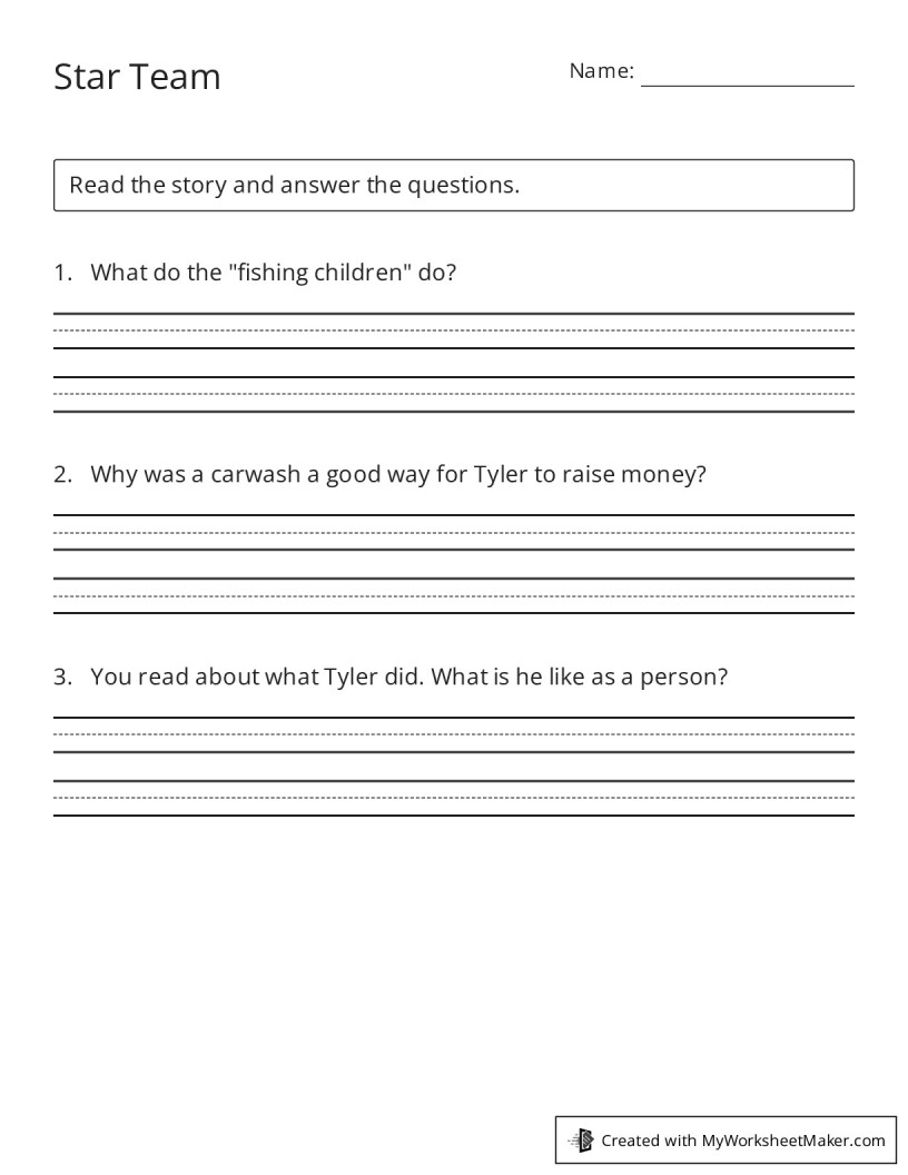 Star Team - My Worksheet Maker: Create Your Own Worksheets