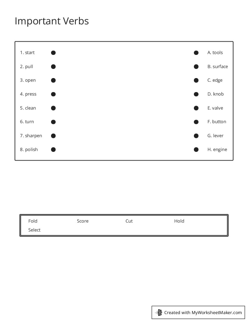 Important Verbs - My Worksheet Maker: Create Your Own Worksheets