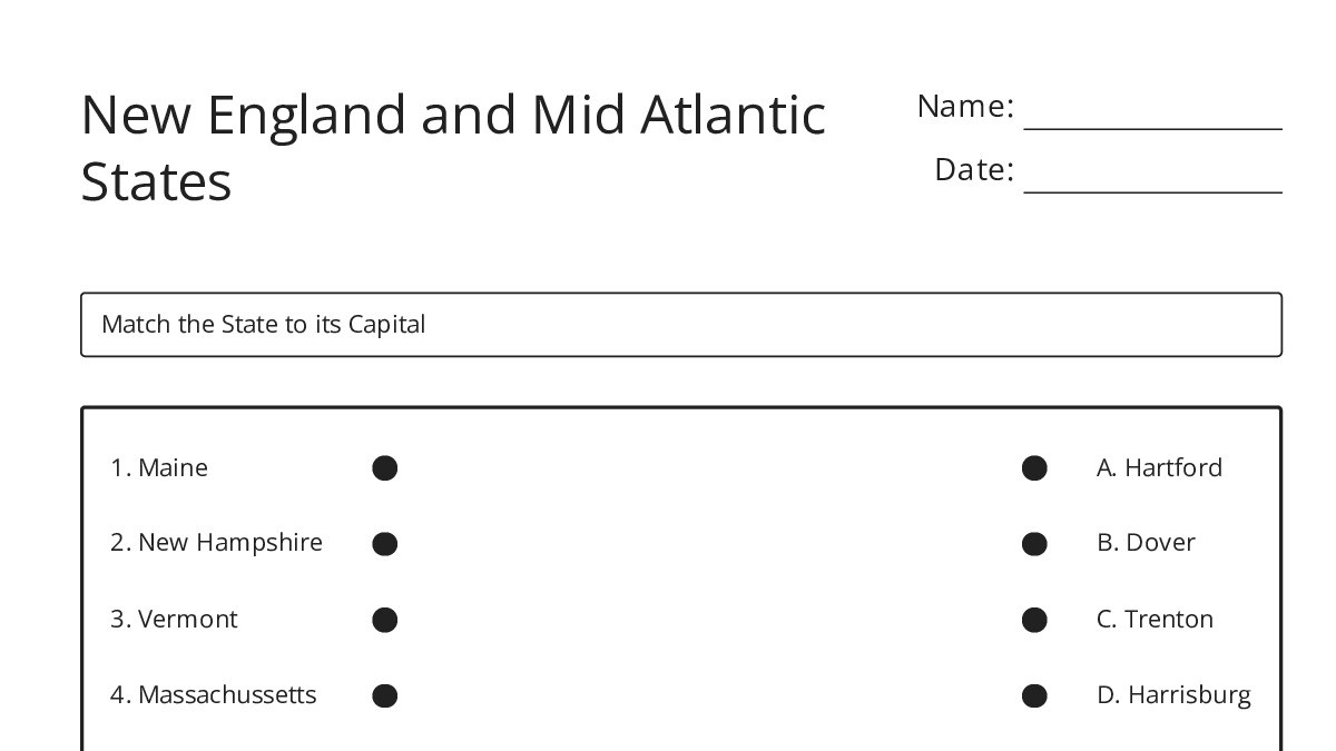 New England and Mid Atlantic States - My Worksheet Maker: Create Your ...
