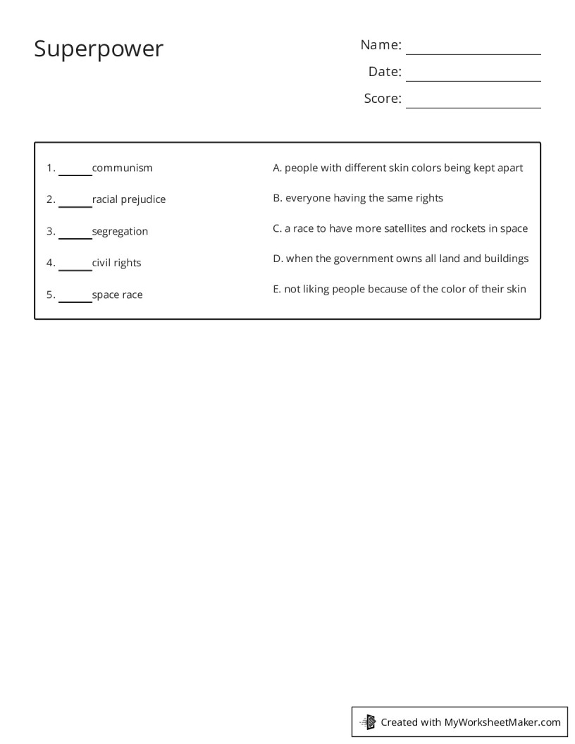 Superpower - My Worksheet Maker: Create Your Own Worksheets