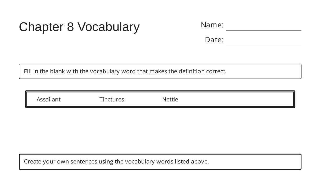 Chapter 8 Vocabulary - My Worksheet Maker: Create Your Own Worksheets
