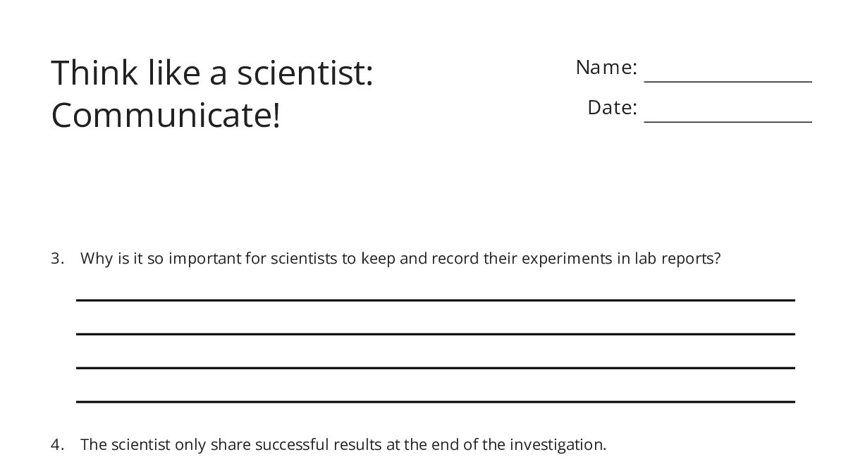 Think like a scientist: Communicate! - My Worksheet Maker: Create Your ...