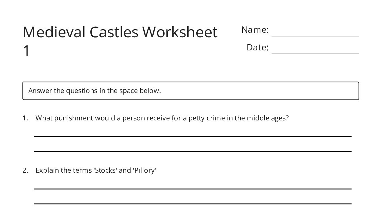 Medieval Castles Worksheet 1 - My Worksheet Maker: Create Your Own ...