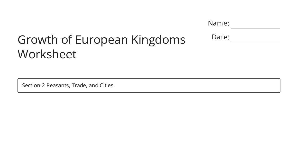 Growth of European Kingdoms Worksheet - My Worksheet Maker: Create Your ...