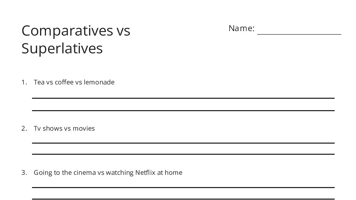 Comparatives vs Superlatives - My Worksheet Maker: Create Your Own ...