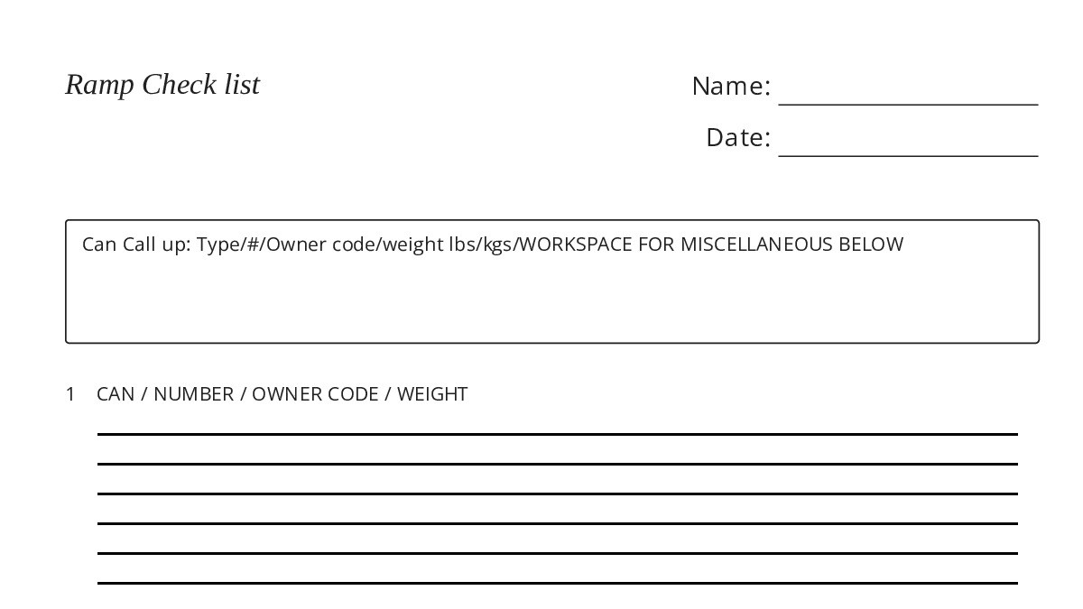 Ramp Check list﻿﻿﻿﻿ - My Worksheet Maker: Create Your Own Worksheets