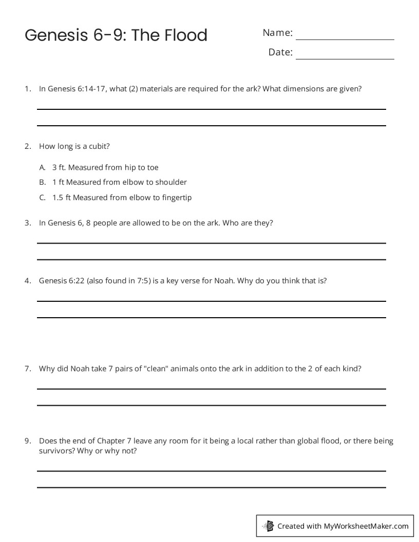 Flood Worksheet