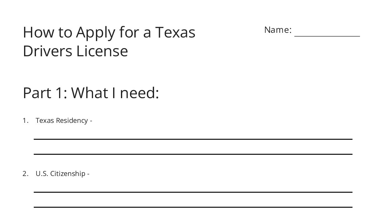 How to Apply for a Texas Drivers License - My Worksheet Maker: Create ...