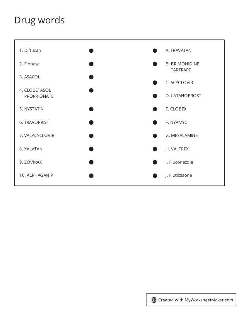 Drug words - My Worksheet Maker: Create Your Own Worksheets