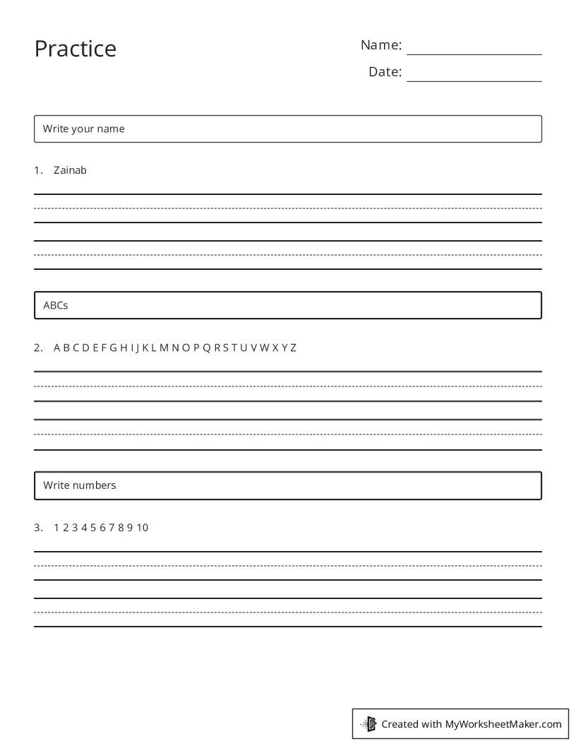 Practice - My Worksheet Maker: Create Your Own Worksheets
