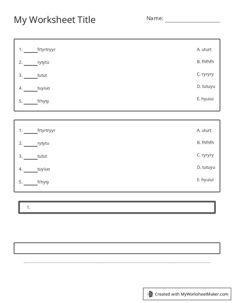 My Worksheet Title - My Worksheet Maker: Create Your Own Worksheets