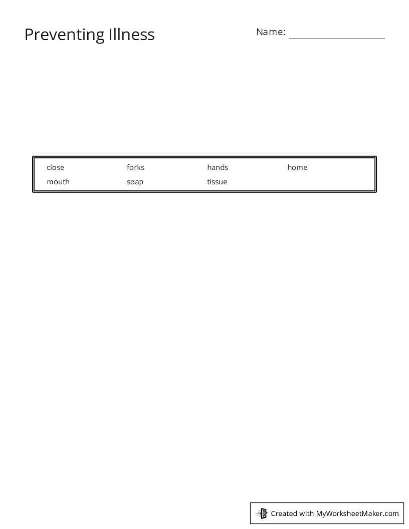 Preventing Illness - My Worksheet Maker: Create Your Own Worksheets