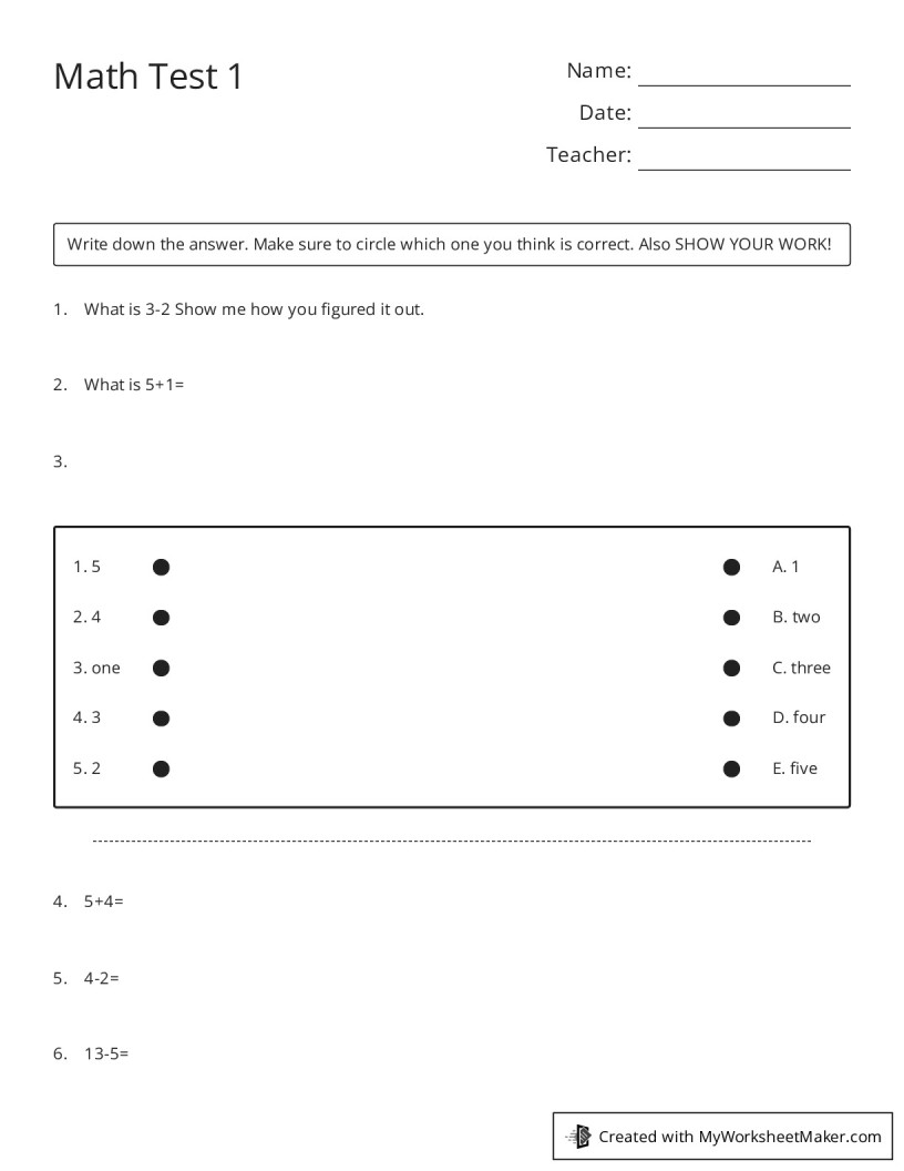 My Worksheet Maker - The Best Worksheet Maker