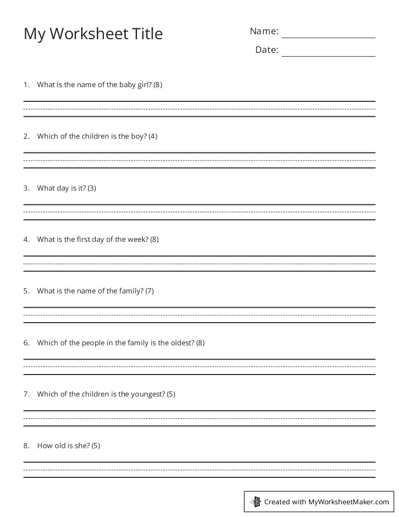 My Worksheet Title - My Worksheet Maker: Create Your Own Worksheets