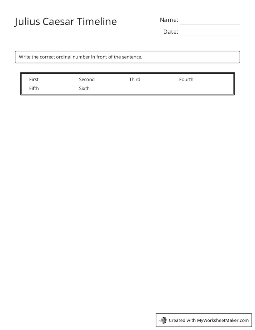 Julius Caesar Timeline - My Worksheet Maker: Create Your Own Worksheets