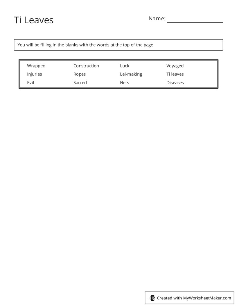 Ti Leaves - My Worksheet Maker: Create Your Own Worksheets