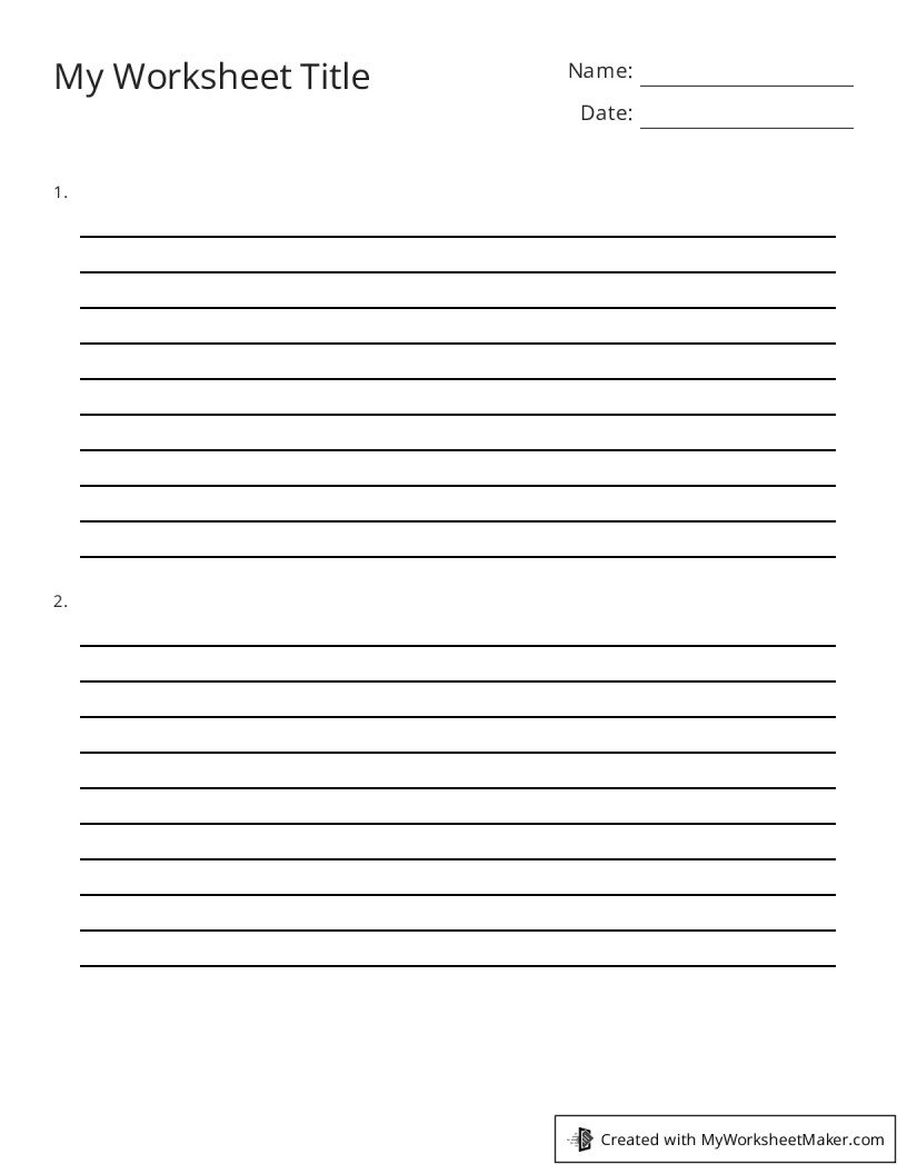 My Worksheet Title - My Worksheet Maker: Create Your Own Worksheets
