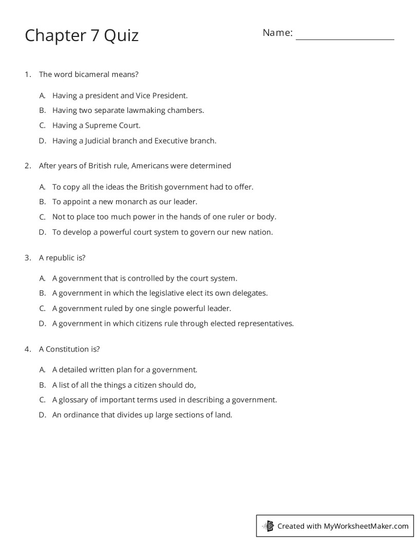 Chapter 7 Quiz - My Worksheet Maker: Create Your Own Worksheets