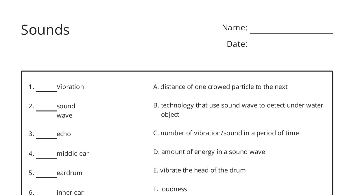Sounds - My Worksheet Maker: Create Your Own Worksheets