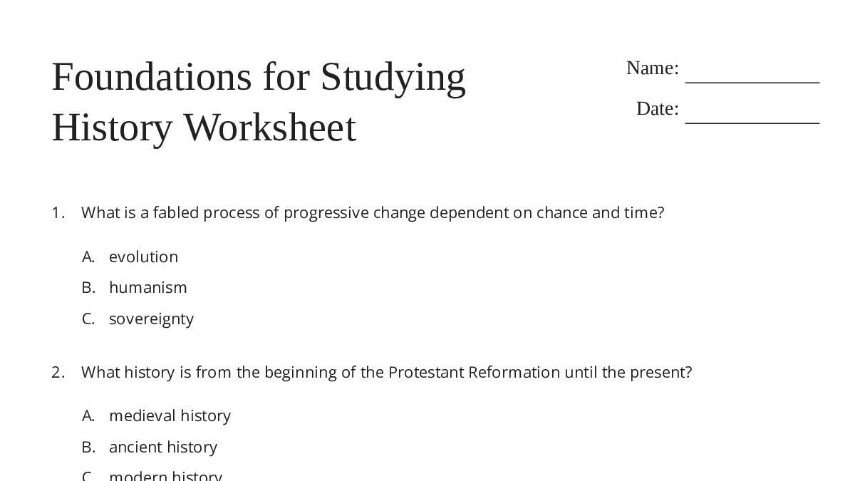 Foundations for Studying History Worksheet - My Worksheet Maker: Create ...