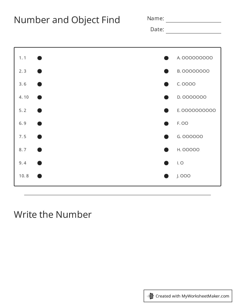 Number and Object Find - My Worksheet Maker: Create Your Own Worksheets
