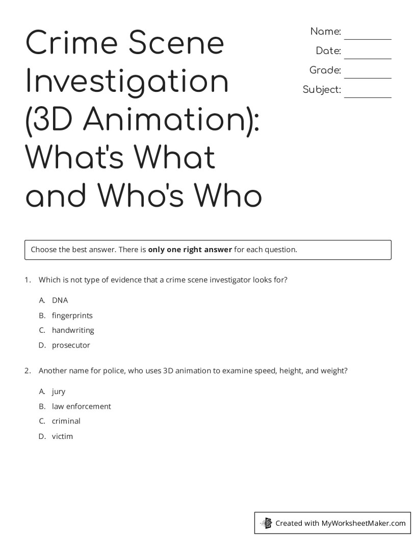 Crime Scene Investigation (3D Animation): What's What and Who's Who ...