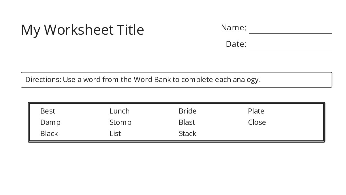 My Worksheet Title - My Worksheet Maker: Create Your Own Worksheets