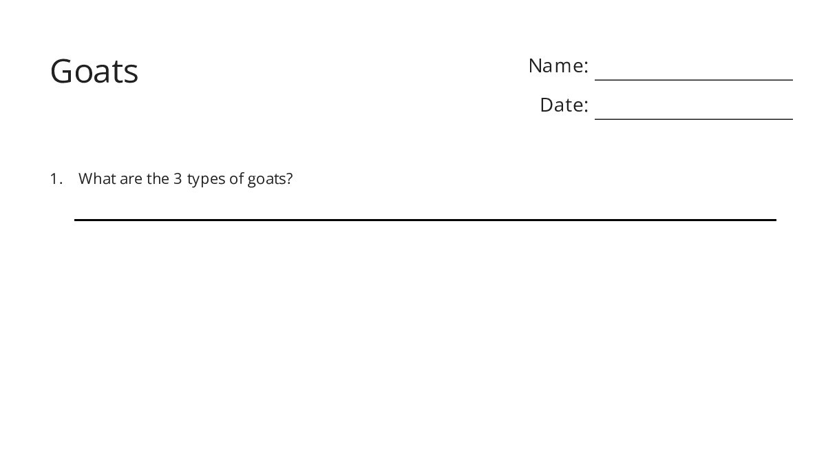 Goats - My Worksheet Maker: Create Your Own Worksheets