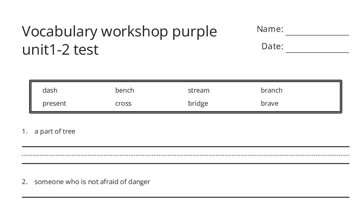 Vocabulary workshop purple unit1-2 test - My Worksheet Maker: Create ...