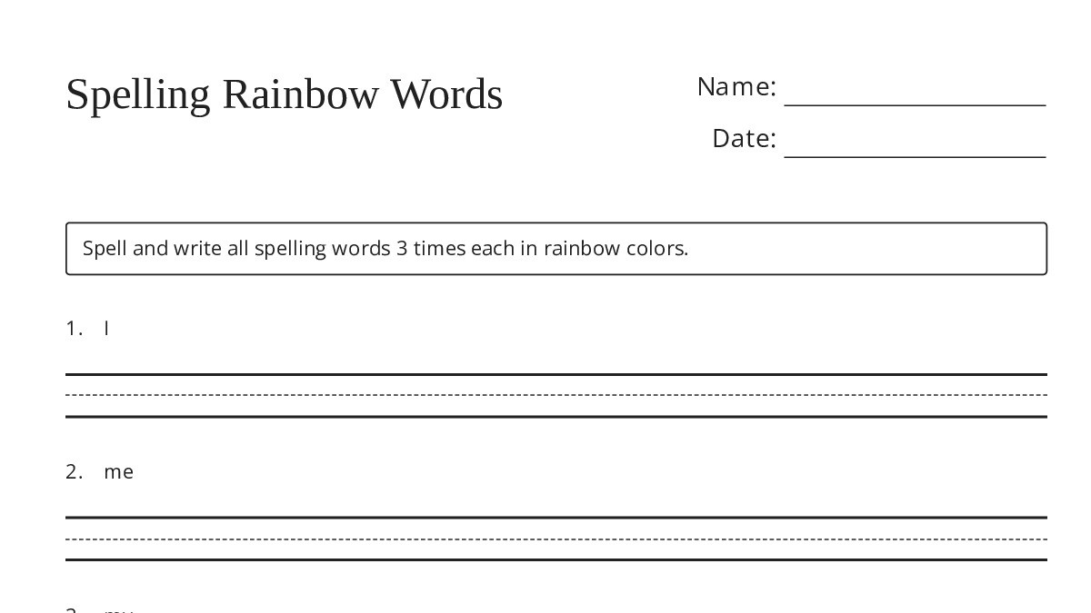 Spelling Rainbow Words - My Worksheet Maker: Create Your Own Worksheets