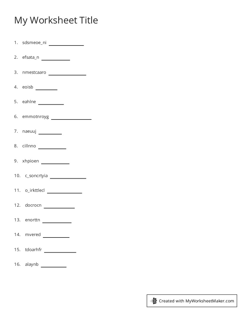 My Worksheet Title - My Worksheet Maker: Create Your Own Worksheets