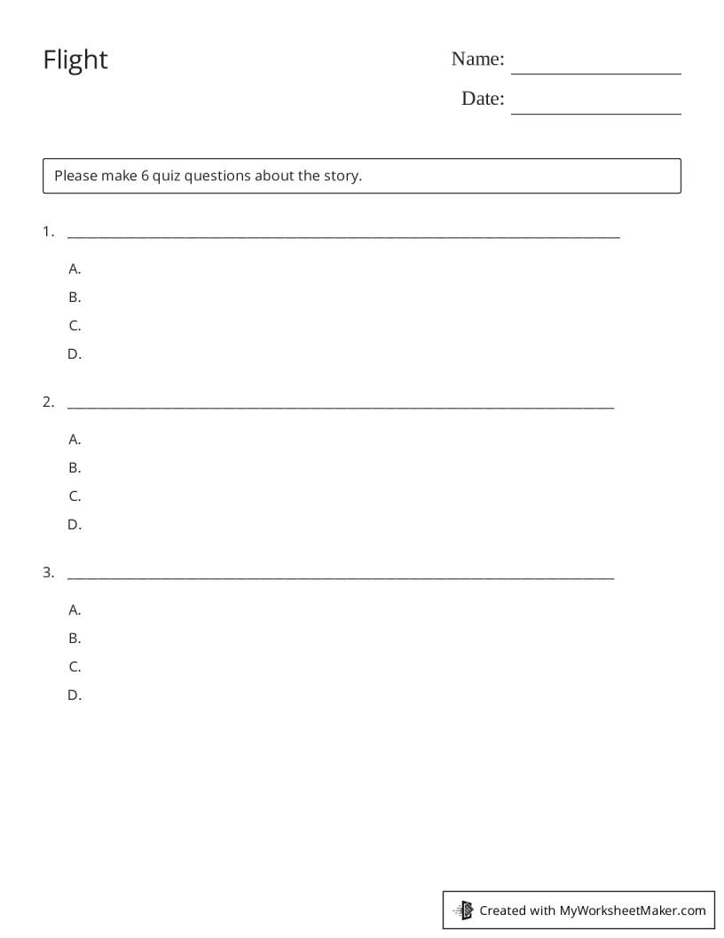 Flight - My Worksheet Maker: Create Your Own Worksheets
