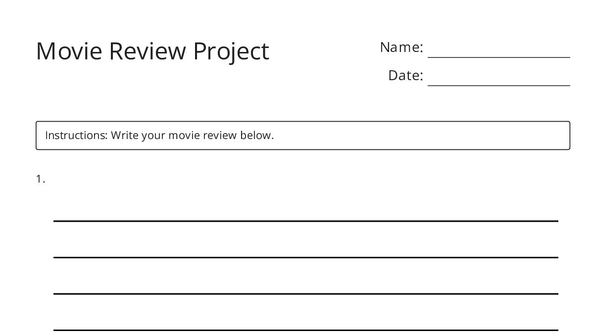 Movie Review Project - My Worksheet Maker: Create Your Own Worksheets