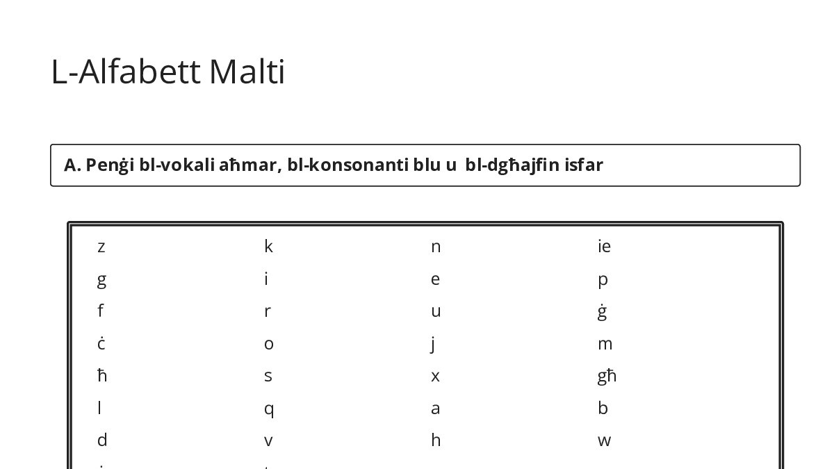 L-Alfabett Malti - My Worksheet Maker: Create Your Own Worksheets