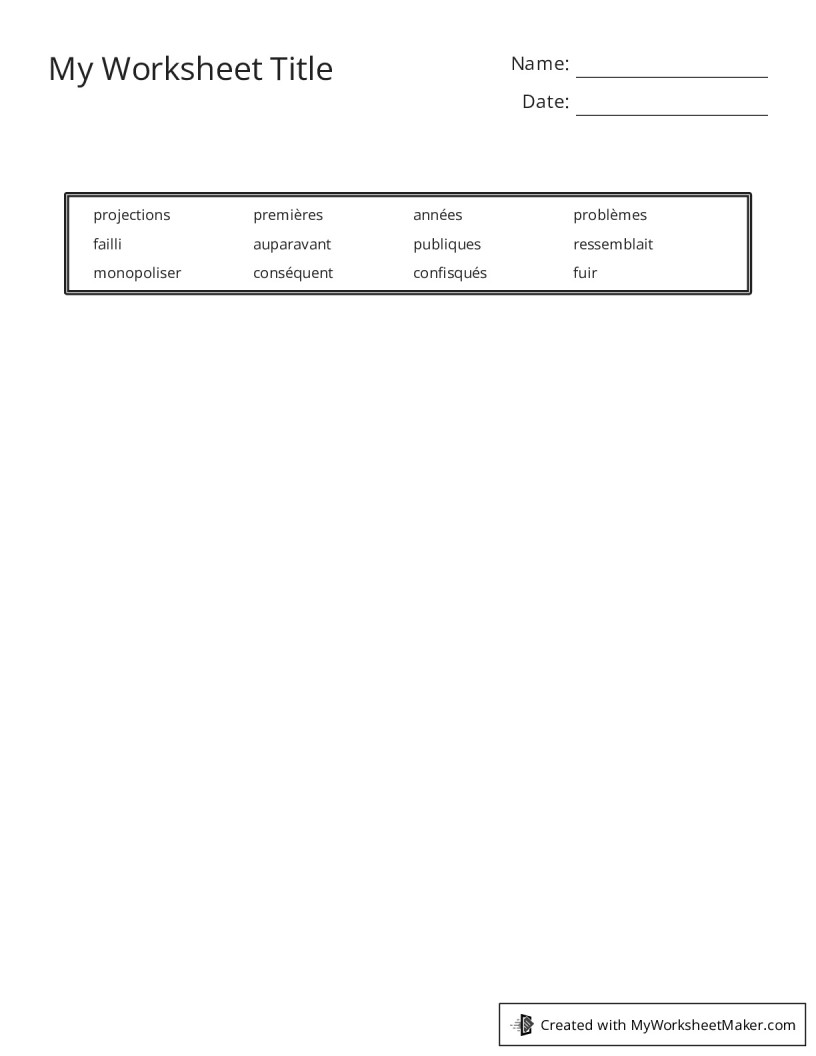 My Worksheet Title - My Worksheet Maker: Create Your Own Worksheets