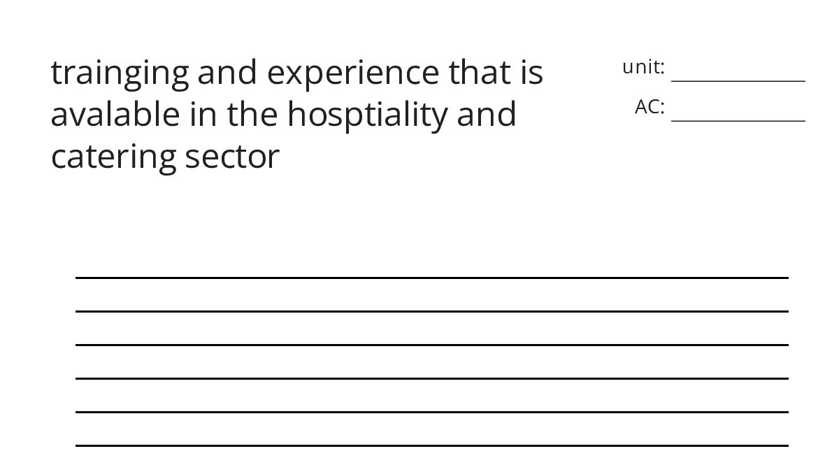 trainging and experience that is avalable in the hosptiality and ...