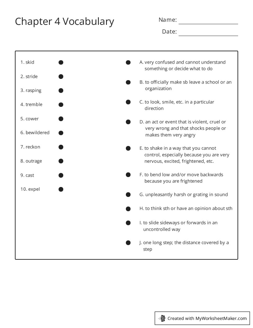Chapter 4 Vocabulary - My Worksheet Maker: Create Your Own Worksheets
