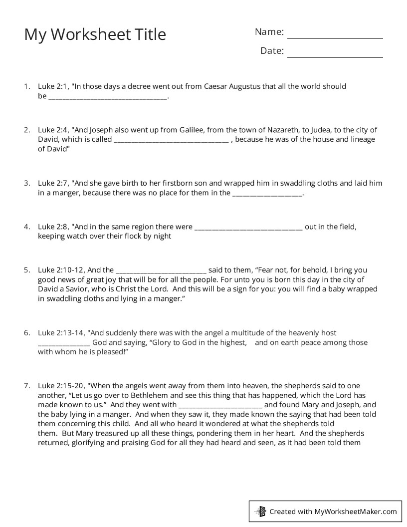 My Worksheet Title - My Worksheet Maker: Create Your Own Worksheets