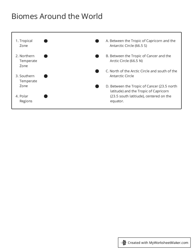 Biomes Around the World - My Worksheet Maker: Create Your Own Worksheets