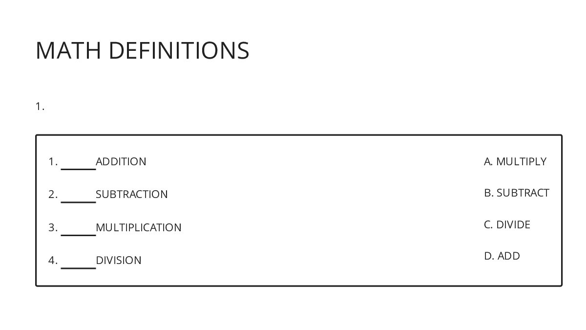 MATH DEFINITIONS - My Worksheet Maker: Create Your Own Worksheets