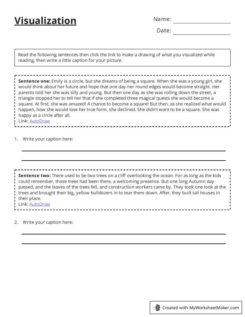 Visualization﻿ - My Worksheet Maker: Create Your Own Worksheets