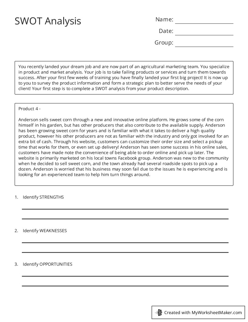 SWOT Analysis - My Worksheet Maker: Create Your Own Worksheets