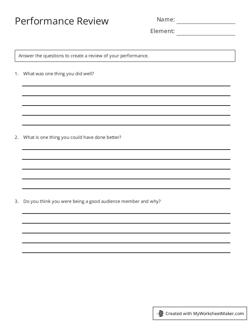 Performance Review - My Worksheet Maker: Create Your Own Worksheets