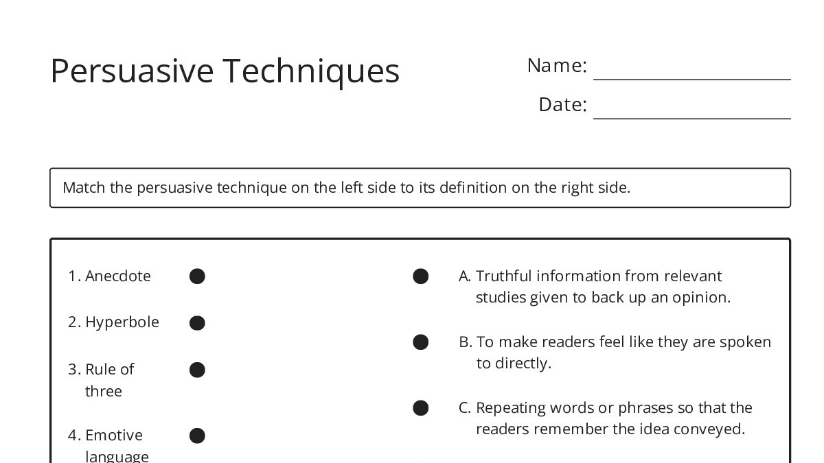 Persuasive Technique Worksheets Awesome Persuasive Writing Worksheet
