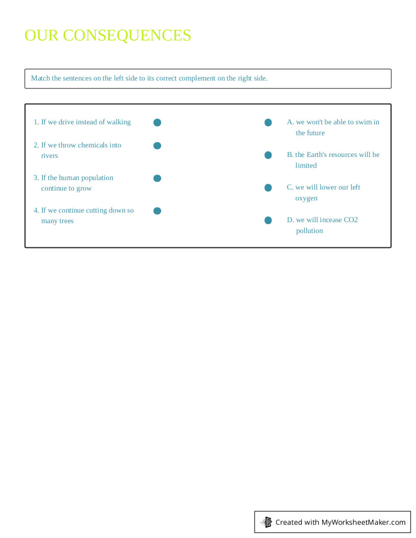 OUR CONSEQUENCES - My Worksheet Maker: Create Your Own Worksheets