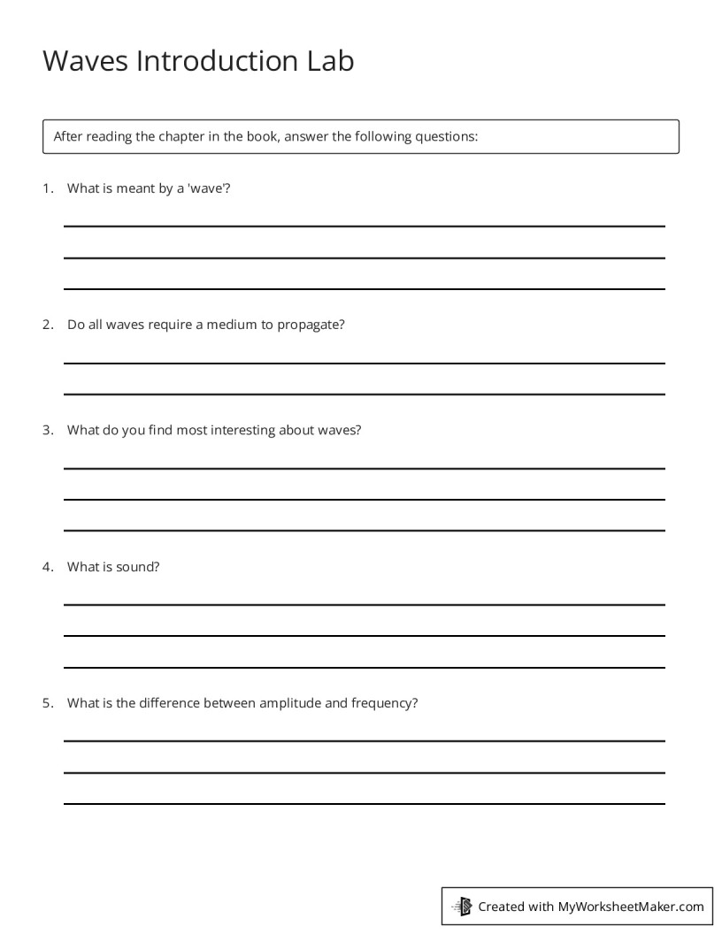 Waves Introduction Lab - My Worksheet Maker: Create Your Own Worksheets